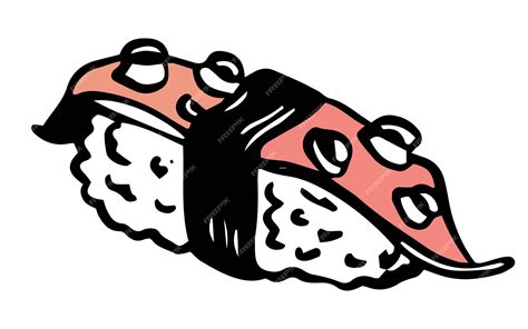 Premium Vector Single Vector Octopus Sushi Nigiri Hand Drawn Doodle