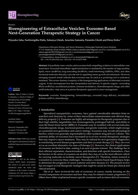 Solution Bioengineering Of Extracellular Vesicles Studypool