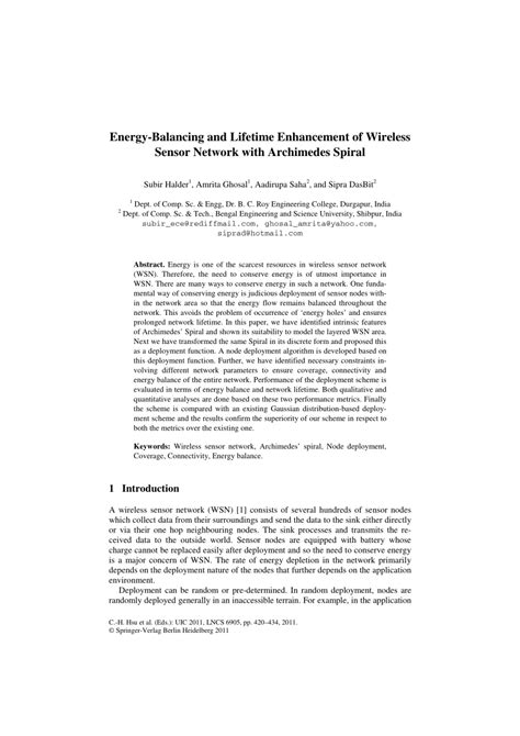 Pdf Energy Balancing And Lifetime Enhancement Of Wireless Sensor
