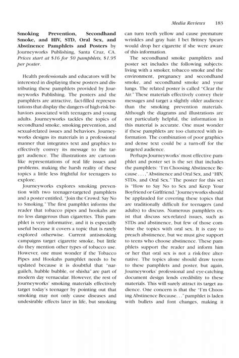 Pdf Smoking Prevention Secondhand Smoke And Hiv Std Oral Sex And