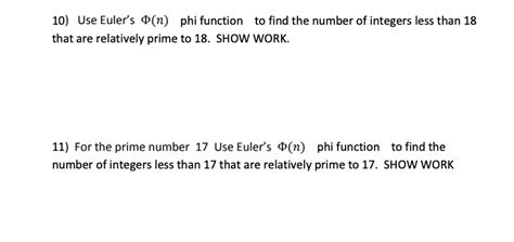 solved 10 use euler s o n phi function to find the number