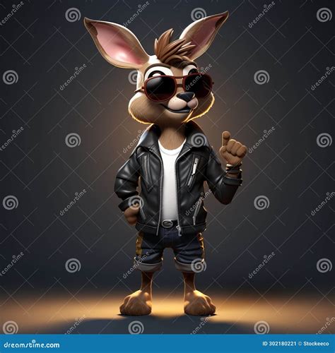 3d Character Rabbit In Leather Jacket And Sunglasses Skillful Lighting