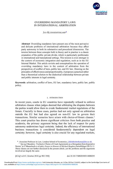 Overriding Mandatory Rules In International Arbitration Overriding