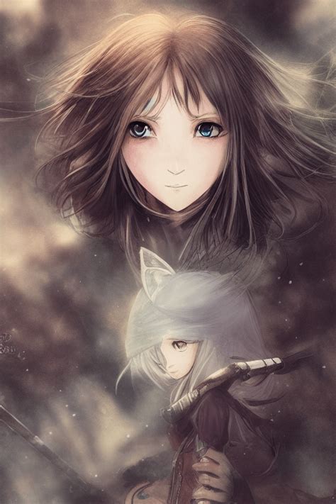 Anime Girl Warrior Brown Hair