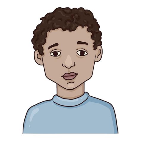 Avatar de dibujos animados de vector muchacho árabe con pelo rizado