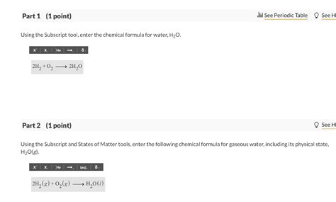 Using The Subscript Tool Enter The Chemical Formula