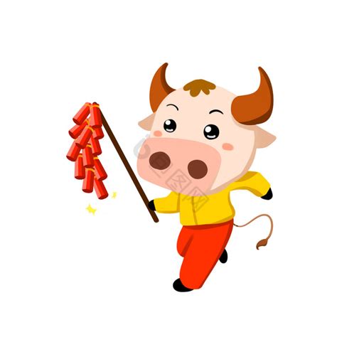 2021牛年小牛放鞭炮png下载 包图网