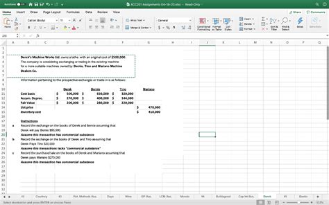 Solved Acc Assignments Xlsx Read Only Share Chegg