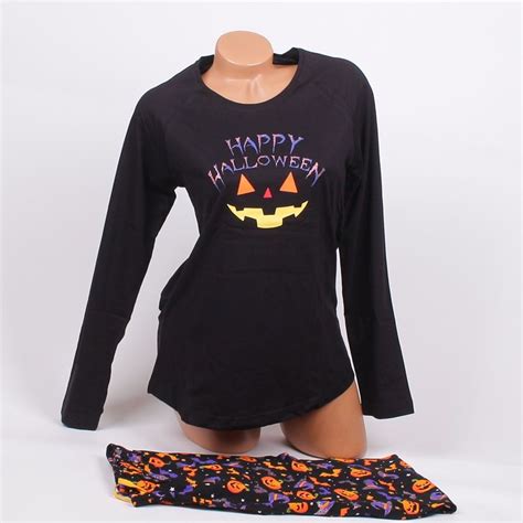 Черна весела дамска пижама с тикви Хелоуин Fashion Sweaters
