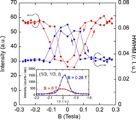 Magnetic Field Dependence Of The Intensity And The Half Width Of