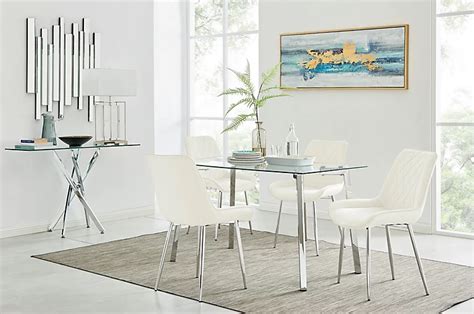 Cosmo Rectangular Chrome Metal And Glass Dining Table For Modern Dining