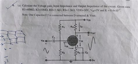 6 A Calculate The Voltage Gain Input StudyX
