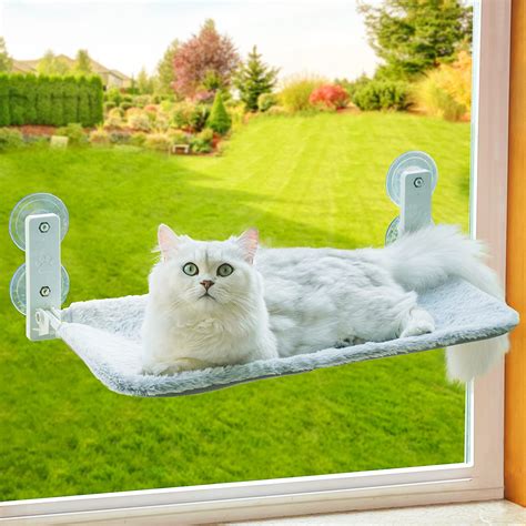 MEWOOFUN Cat Window Perch Sturdy Steel Frame Foldable Window Seat