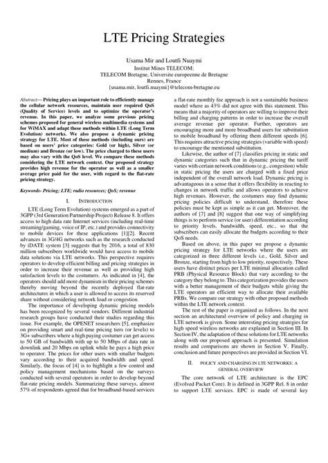 Pdf Lte Pricing Strategies