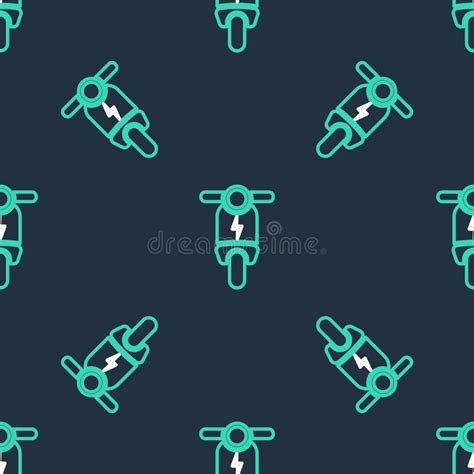 Line Electric Scooter Icon Isolated Seamless Pattern On Black Background Vector Stock Vector