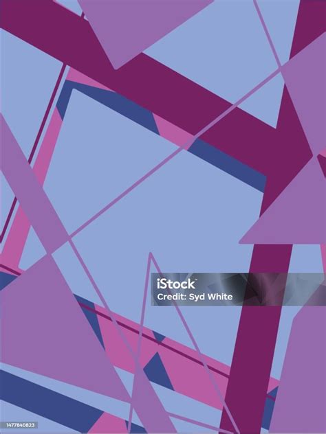 Blue Pink Simple Line Art Cool Tone Purple Triangle Shapes Stock