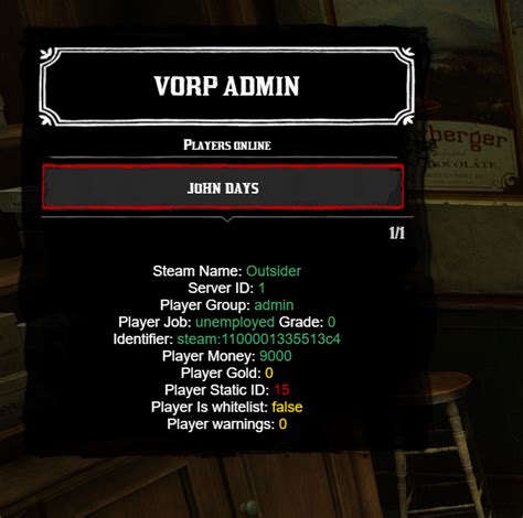 [vorp Official] Vorp Admin [free] Redm Releases Cfx Re Community