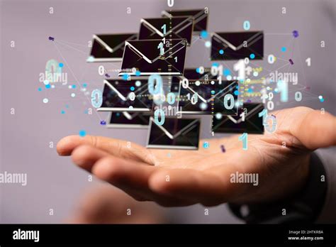 Collection Of Illustrative Email Symbols Surrounded With Binary Code