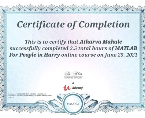 Atharva Mahale On Linkedin I Have Completed The Course Named Matlab