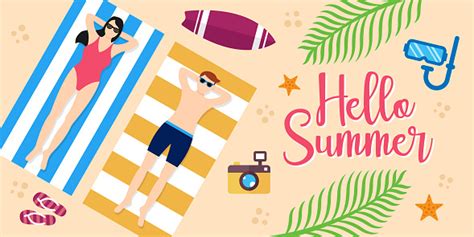 해변 벡터 일러스트레이션의 여름 휴가 여름 방학 벡터 플랫 디자인 일러스트 배너 전단지 초대 포스터 브로셔에 대한 추상여름 배경 디자인 템플릿 해변에 대한 스톡 벡터 아트