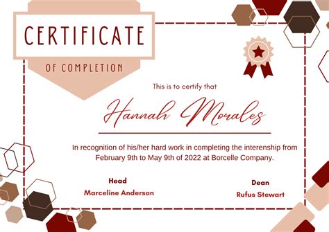 Brown Future Certificate Interenship Completion A4 Free Printable