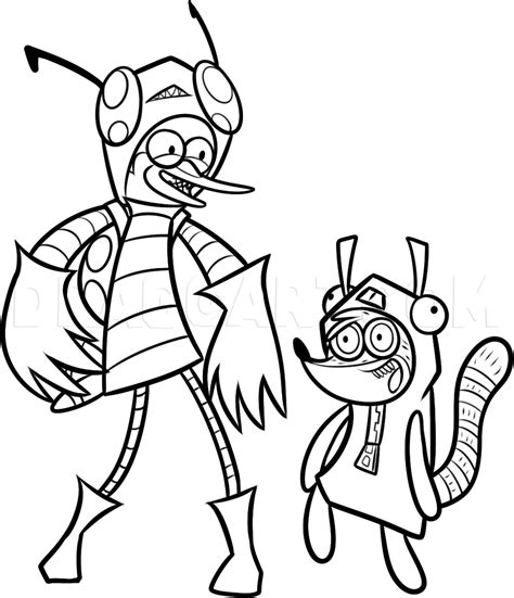 How To Draw Mordecai And Rigby Step By Step 612x895