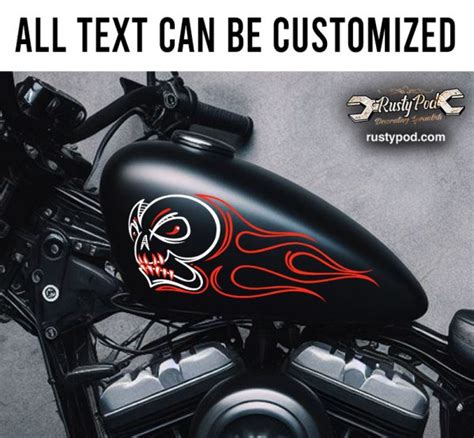 Pinstriping Flaming Skull Motorcycle Gas Tank Decal Rustypod Store