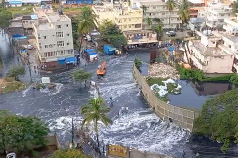 Videos Bengaluru Lakes Overflow Again After Heavy Rains Streets Flooded