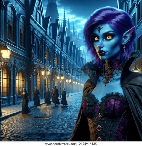 Female Vampire Deep Blue Skin Purple Ai Generated Image 2474916135