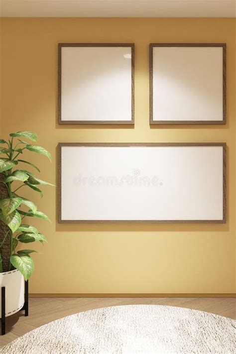 3d Render Illustration Of Minimal Close Up Frame Mock Up Yellow