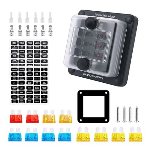 1 In 6 Out 6 Way Fuse Box Multi Way Waterproof Fuse Box With Led Indicator Light And Sticker