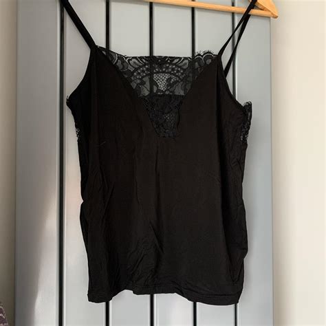Topshop Lacey Top Size 6 Black Floaty Lace Vest Depop