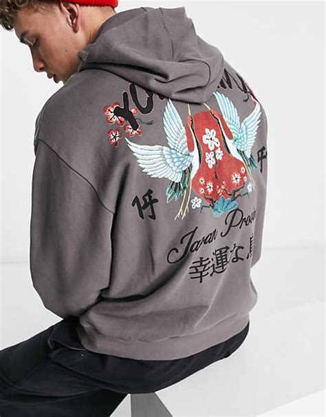 Asos Design Sweat à Capuche Oversize Avec Imprimé Vintage Au Dos