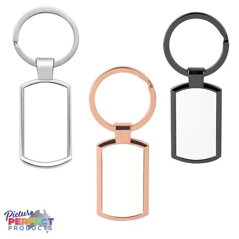 Rectangle Sublimation Metal Keyring 3 Colours Picture Perfect Products