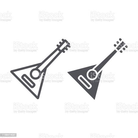 バラライカラインとグリフアイコン音楽と文字列民族ロシアの楽器の記号ベクトルグラフィックス白い背景に線形パターン アイコンのベクターアート