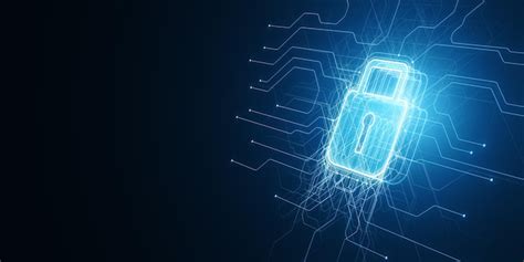 Premium Photo Futuristic Padlock Icon Integrated Into A Glowing Blue Digital Circuit Pattern