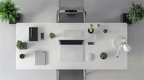 Top View Of White Office Desk Table Background Desk Office Top
