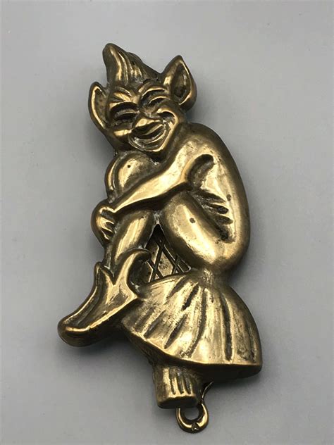 Antique Brass Lincoln Imp Door Knocker Vintage Brass Pixie Door Knocker Antiques Arena