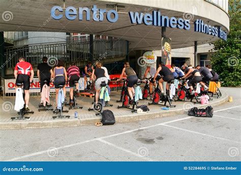 People Pedaling During A Spinning Class Editorial Image Image Of