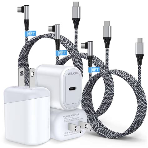 Usb C Charger Ailkin 3pack Charging Block Type C With 3pack Type C Cables 6ft 20w Pd Type C