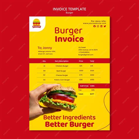 Free Psd Delicious Fast Food Invoice Template