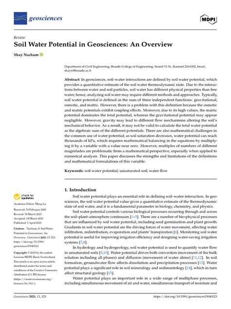 Soil Water Potential In Geosciences An Overview Pdf Adsorption Force