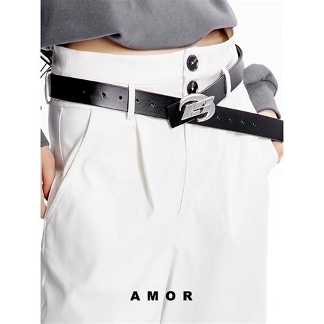 Leather Belt Metal Buckle Belt Unisex Minority Design Shopee Philippines