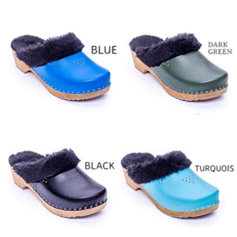 Swedish Clogs With Fur Wooden Clogs For Men Women Clogs Etsy