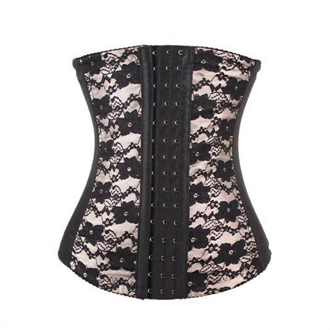 Woman Sexy Waist Underbust Corsets And Bustiers Black Satin Corset Waist