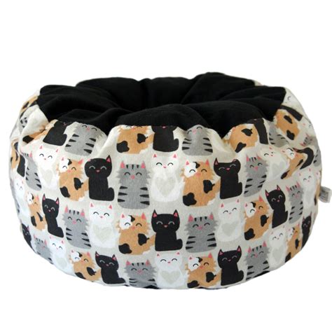 Cat Bed Tabby Cat Bed Round Cat Bed Flannel Bed Machine Washable Cat