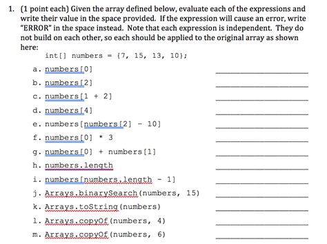 Solved 1· 1 Point Each Given The Array Defined Below