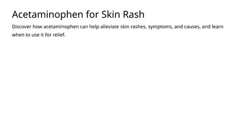 Acetaminophen For Skin Rash Meds Is