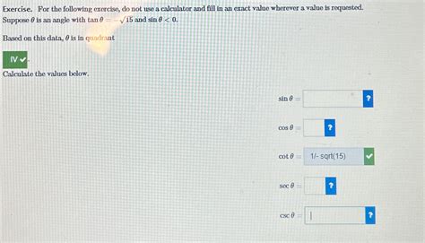 Solved Exercise For The Following Exercise Do Not Use A Chegg