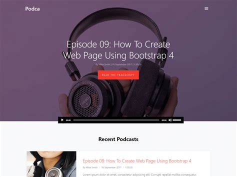 Free Simple Podcast Website HTML Template DesignHooks